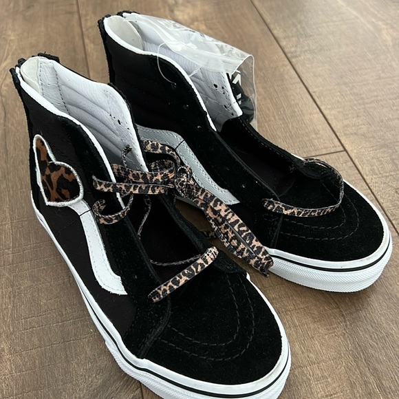 Vans | Shoes | Brand New High Top Vans With Leopard Heart | Poshmark